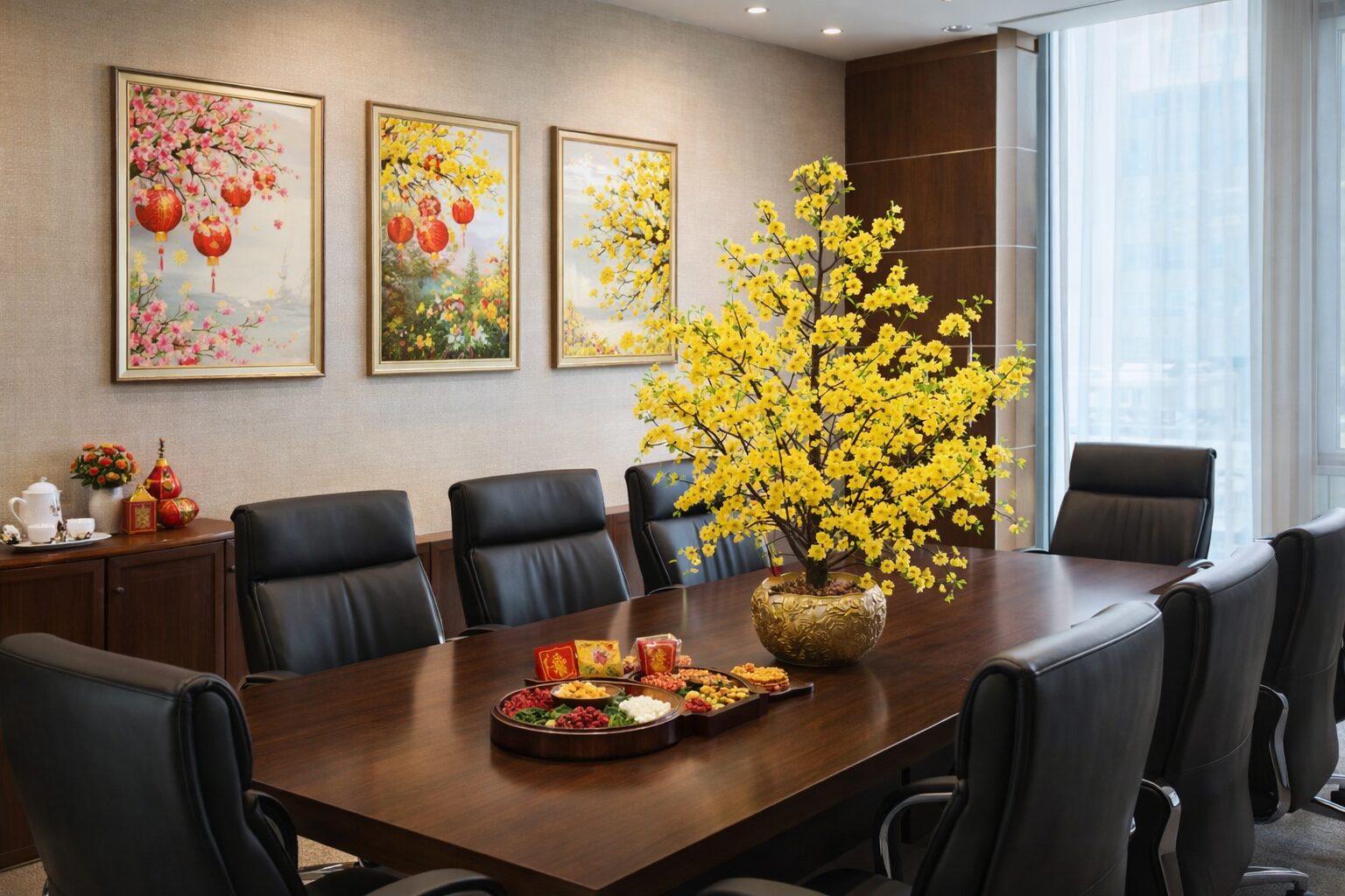 15+ Fresh & Professional Ideas for Office Tet Decorations